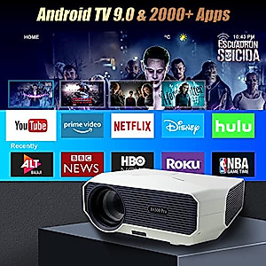 Projector with 5G WiFi & Bluetooth, AMLINK 13000L Full HD 1080P Outdoor Portable Video Projector Support 4K, Home Theater Movie Projector Compatible with HDMI, VGA, USB, Laptop, Smart Phone