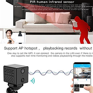 1080P Mini Camera Camera IP Camera Rechargeable Battery Camera Video Security Surveilllance Camera (Size : 64G) ()