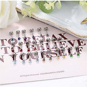 ORAZIO CZ Stud Earrings for Women Stainless Steel Cubic Zirconia Cute Heart Earrings Screwback