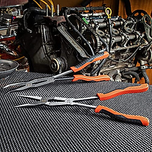 Crescent 2 Piece X2 Straight and Bent Long Nose Dual Material Plier Set - PSX204C , Red