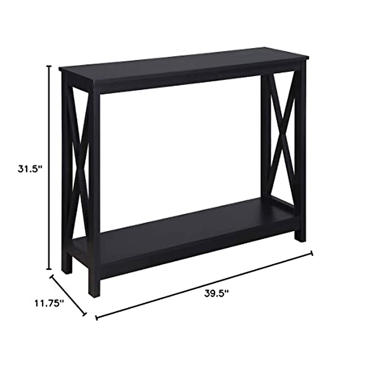Convenience Concepts Oxford Console Table with Shelf, Black