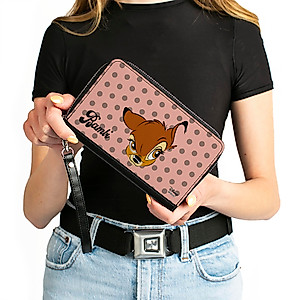 Buckle-Down Women's PU Zip Around Wallet Rectangle-Bambi, 7.5"x4.5"