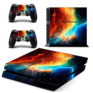 Wodoys Vinyl Stickers Skins Fit for PS4 Console and Controllers Suit Whole Body, Orange Nebula
