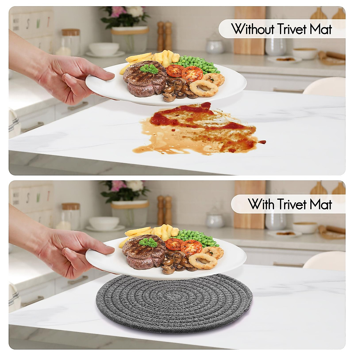 Ueixieo 7" Trivets for Hot Dishes, Hot pots and Pans, 4 Pcs Pot Holders for Kitchen，Heat Resistant Hot Holders are Used to Protect Your Furniture and Tables, Professional Home Essentials