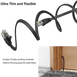 Cat 6 Ethernet Cable 100 ft, High Speed Long Ethernet Cord, Slim LAN Cable with RJ45, Weatherproof Flat Internet Network Patch Cord, Fast Gigabit LAN Wire for Gaming, PS5/4/3, Xbox, Modem, Router