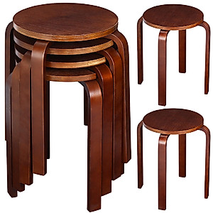 FairySandy 4 Pcs Bentwood Stool Bentwood Stackable Stools Wood Stools Stackable Stool Chairs Bentwood Seat for Dinning, Kitchen, Home, Garden, Living Classroom