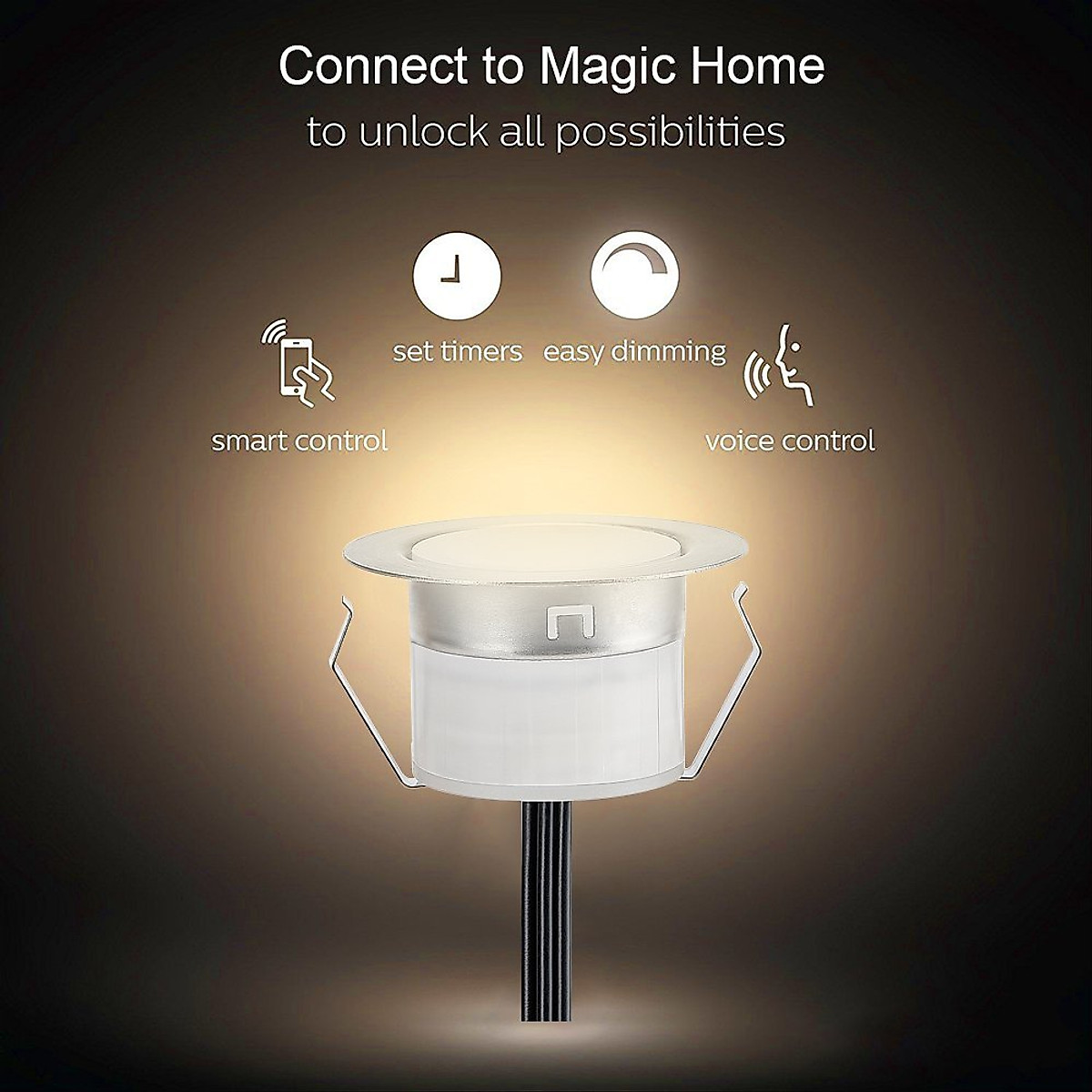 FVTLED WiFi Deck Lighting, WiFi Controlled 20pcs Low Voltage LED Step Lights Kit Φ1.77 Stainless Steel Waterproof Outdoor Recessed Stair Light Work with Alexa Google Home, Warm White