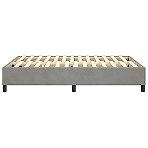 vidaXL Box Spring Bed Frame Home Indoor Bed Accessory Bedroom Upholstered Double Bed Base Furniture Light Gray 53.9"x74.8" Full Velvet