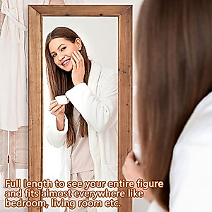 Trvone Full Length Mirror Solid Wood Frame Mirror Floor Mirror with Standing Holder Vertical and Horizontal Hanging Wall Mirror Dressing Mirror for Bedroom Living Room(65"x22", Tawny Brown)