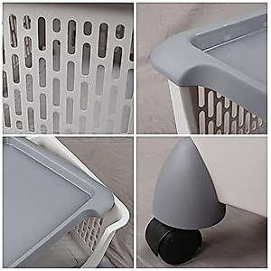 Xyskin Pack of 5 Stacking Storage Basket, Detachable Storage Shelves Bins with Wheels