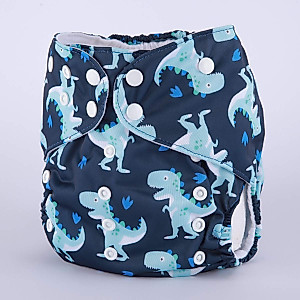 2 to 7 Years Old Junior Big Cloth Diaper Nappy Pocket Reusable Washable Baby (Blue Dinosaur)