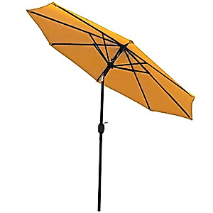 Sunnydaze 9-Foot Patio Umbrella - Push-Button Tilt and Crank Handle - Aluminum Pole and Polyester Shade Canopy - Gold