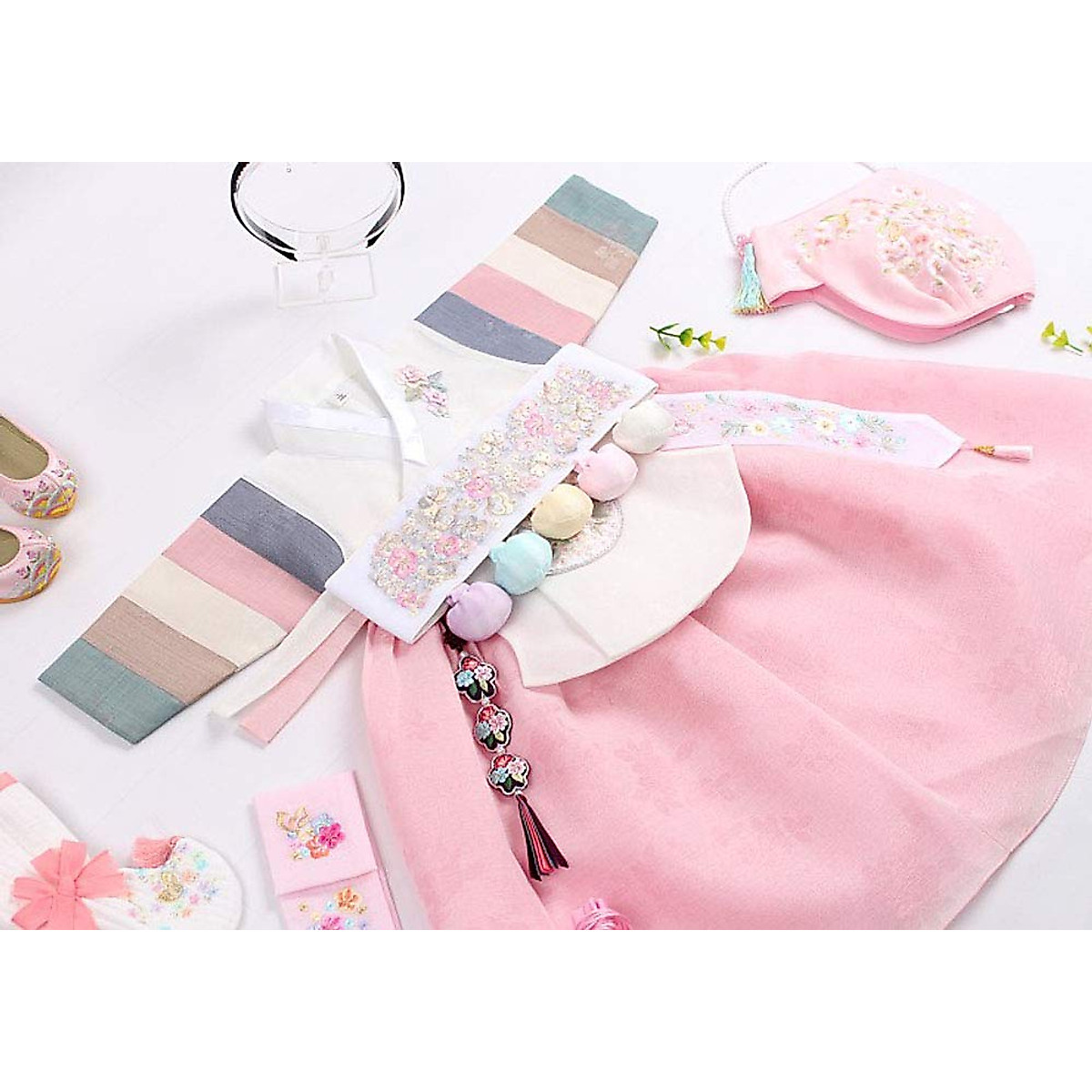 Beautiful Hanbok Dress First Birthday Korean Clothing Baby Girl Dol Party Adorable Dolbok Pastel Peach