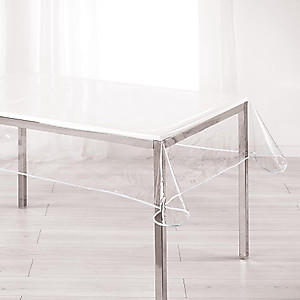 FeelingWarm Clear Table Protector - Rectangle Waterproof Protector Clear Vinyl Tablecloth Cover Transparent Plastic Kitchen 54 x 72 Inch, Rectangle