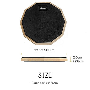 Arborea 12 Inch Drum Pad Rubber Practice Pad Dumb Drum with 5A Hickory Drum Sticks & Storage Bag Black Practice Drum Pad (Black)