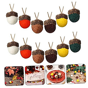 BCOATH 12pcs Pine Cone Pendant Christmas Decor Christmas Ornaments Mini Wreath Felt Acorn Pom Craft Acorn for Autumn Christmas Tree Acorn Miniature Acorns Wool Felt Pendants Plush Acorns