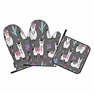 Samgula Green Teal Turtle Oven Mitts and Pot Holders Sets Sea Animal Swim Freely Heat Resistant 3pcs for Cooking Baking BBQ