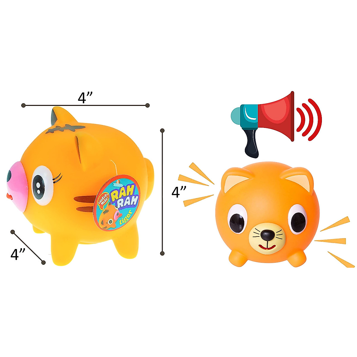 Squeeze Play and Sound Stress Ball Relievers Ball Tongue Out (6 Units) Ja-RU Screaming Talking Animal Toy for Kids & Toddlers. Cute Squeeze Stress Relief Soft Ball Decorations Plus Sticker 4342-6s