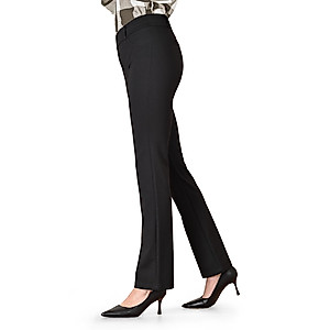 Balleay Art Women's Dress Pants Work Pull On Straight Leg Yoga Business Office Pants Long Casual Workout Slacks Black