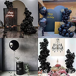 DUILE 135PCS Matte Black Balloon Arch Garland Kit Black Balloons Different Size for Party Decorations Wedding Graduation Mens Birthday Party Anniversary Gender Reveal Shower Decor