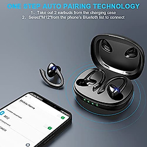 Wireless Earbud, Sport Bluetoth 5.1 Earbud, Wireless Earphones with Detachable Earhook, HiFi Sound Noise Cancelling Bluetoth Earphones with Mic, 35H Playtime, IP7 Waterproof Headphones for Sport