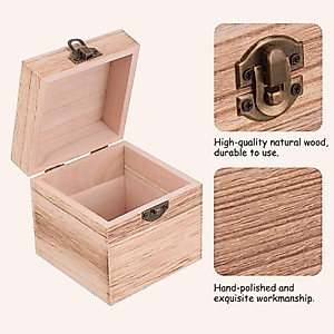 Cabilock Wooden Box 2pcs Unfinished Square Wood Box DIY Craft Wooden Box Jewelry Ring Box Unpainted Storage Box with Hinged Lid Front Clasp for Bracelet Watch Necklace Earrings Style 2 Memory Box