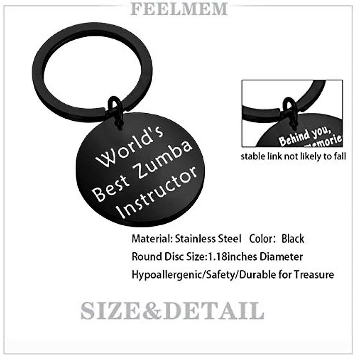 FEELMEM Teacher Gift Zumba Teacher Appreciation Gift World's Best Zumba Instructor Black Keychain Dance Jewelry for Dance Teacher Zumba Teacher (Zumba)