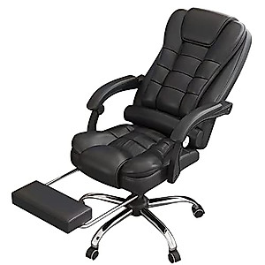 anjsindra Ergonomic Executive Office Chair Computer Desk Chair with Footrest, PU Leather Computer Chair Heavy Duty Design Adjustable Hight Rolling Chair, Big and Tall Office Chair, Black