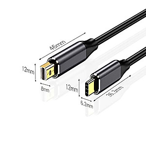 USB-C(The Source) to Mini Displayport Cable, 4K@60hz 6ft Male to Male USB C to Mini DP Video Convert Cable Compatible with USB-C Devices Connect to LED Cinema Display etc Enabled Mini DP Monitors