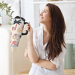 FRCSDIY Cartoon Elephant Insulated Tumbler with Handle and Straw Lid,30oz Leakproof Stainless Steel Cup BPA-Free Water Bottle