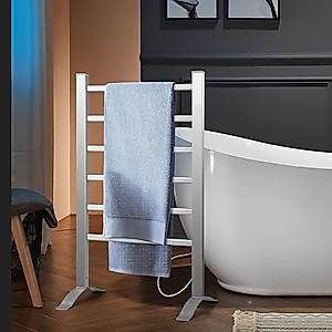 6 Bars Towel Warmer Rack, Aluminum Structure Bath Towel Heater, Stand Alone or Wall Mounted Towel Drying Rack, Fabrics Dryer for Household, Bathroom
