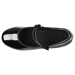 Linodes Patent Easy Strap Tap Shoe for Girls and Boys (Toddler/Little Kid/Big Kid)-Black-10M-Little Kid