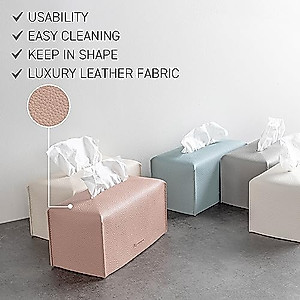GOODSDECO PU Leather Tissue Box Cover Rectangle - Modern Tissue Box Holder Organaizer for Home Office Bathroom Car, Pastel Organaizer (White)