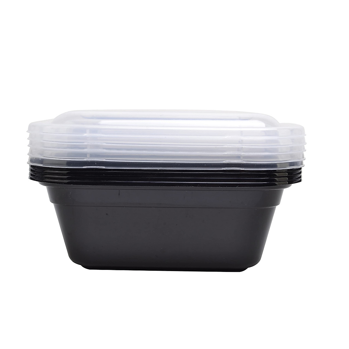 Deahun Mainstays 5 Pk 4.2 Cups Rectangular Plastic Meal Prep, Clear Lids and Black Containers