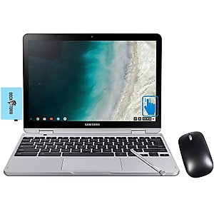 Samsung Chromebook Plus V2 XE521QAB-M02US Light Titan 2-in-1 Laptop (Celeron 3965Y, 4GB RAM, 64GB eMMC SSD, Intel HD 615, 12.2" Touch FHD (1920x1080), Webcam, Chrome OS) with Dock and Wireless Mouse