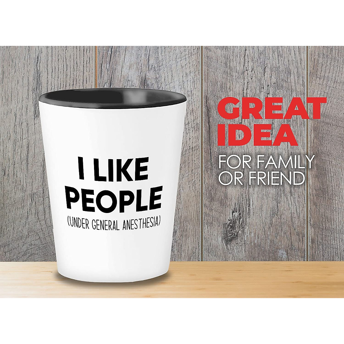 Bubble Hugs Medical Shot Glass 1.5oz - I Like People Under General Anesthesia - Hilarious Pun Med School Expert Specialist Nurse Health Hospital Jokes