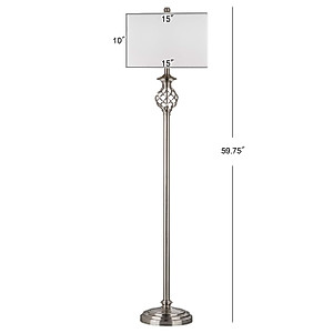 SAFAVIEH Lighting Collection Sophia Farmhouse Nickel 60-inch Living Room Bedroom Home Office Standing Floor Lamp (LED Bulb Included)
