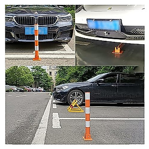 BYZOMU Safety Bollard Post, Driveway Garage Security Post Barrier, Folding Car Car Parking Space Lock Bollard, with 4 Free Anchor Bolts for Traffic-Sensitive Area