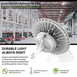UFO LED High Bay Light 150W LED Warehouse Lights IP65 for Wet Location LED Commercial Area Lighting Fixture for Gym Factory Warehouse ETL Certified 5' Cable 5000K 1-10V Dimmable 21000LM White 2Pack