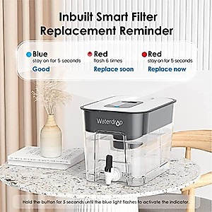 Waterdrop 200-Gallon Long-Life 40-Cup Large Water Filter Dispenser with 1 Filter, for Home and Office, 5X Times Lifetime, Reduces Chlorine, PFOA/PFOS and More, BPA Free, Black
