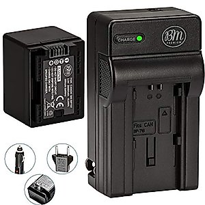 BM Premium BP-727 Battery and Charger for Canon Vixia HFR80, HFR82, HFR800, HFR30, HFR32, HFR300, HFR40, HFR42, HFR400, HFR50, HFR52, HFR500, HFR60, HFR62, HFR600, HFR70, HFR72, HFR700, HFM52, HFM500