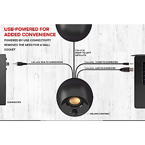 Creative Pebble Plus 2.1 USB-Powered Desktop Speakers with Down-Firing Subwoofer and Far-Field Drivers, Up to 8W RMS Total Power for PCs and Laptops (Black) (Renewed)