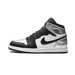 Nike Preschool Jordan 1 Retro High PS Silver Toe, Black/Metallic Silver/White/Bl, 2Y