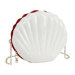 Van Caro Womens Sequins Shell Evening Purse Pearl Clutch Handbag Cross-body Shoulder Bag, White01