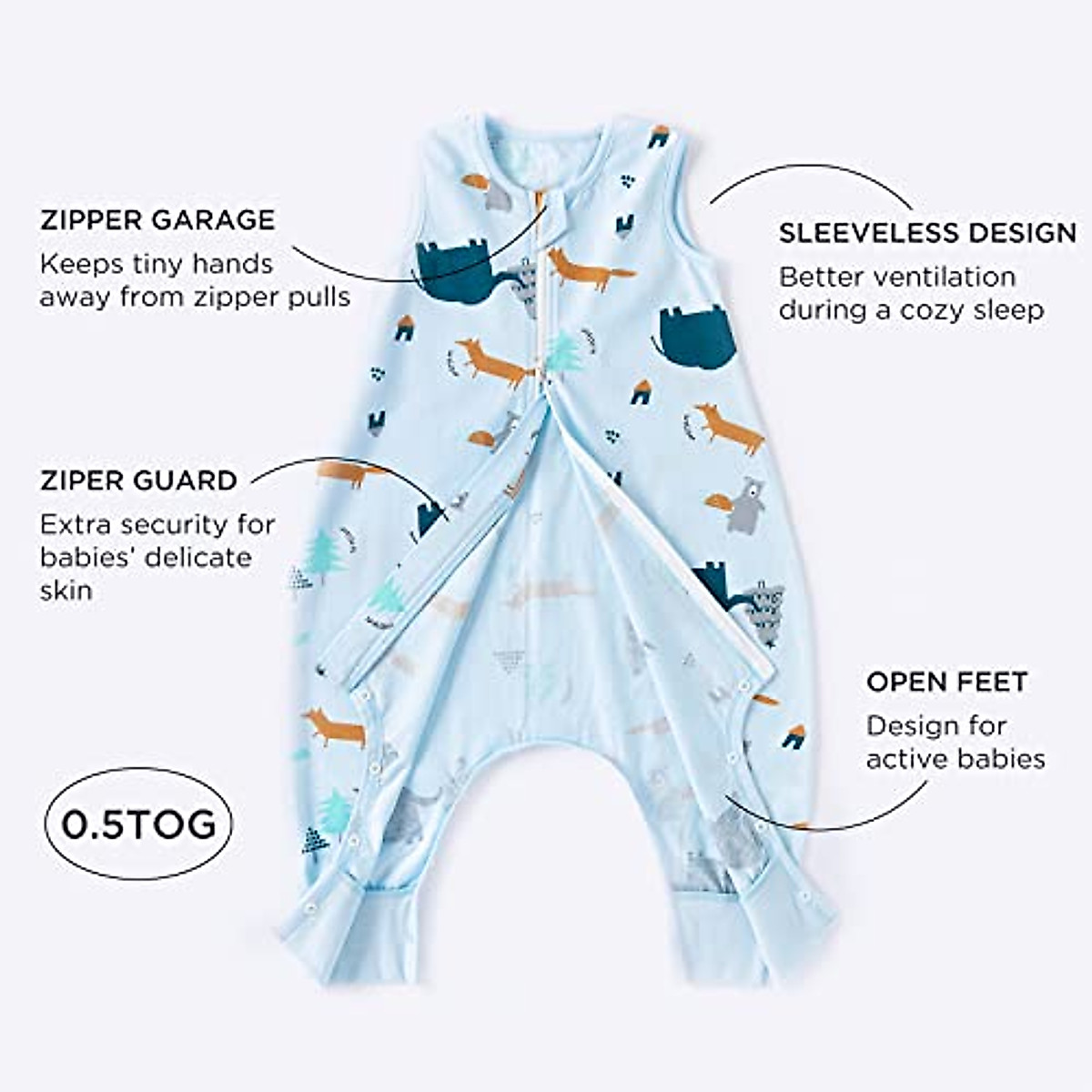 Duomiaomiao Baby Sleep Sack, Summer Toddler Sleeping Sack with Feet 2t-3t, 0.5 TOG Lightweight Cotton Baby Wearable Blanket for Early Walkers, 12months-4T