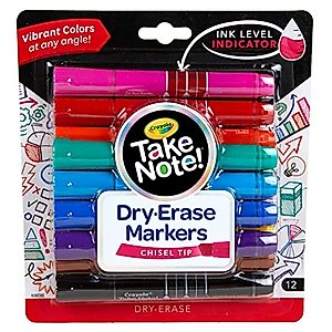 Crayola Low Odor Dry Erase Markers for Kids & Adults, Chisel Tip, Back To School Supplies, 12 Count