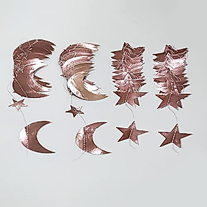Rose Gold Twinkle Little Star Moon Garland Planet/Constellation Party Decorations Ramadan Crescent Garlands Stars Streamer Banner Kids Birthday/Bdau Wedding Anniversary Baby Shower EID Party Supplies