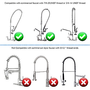 TBER Replacement B-0044-H Pre Rinse Sprayer Hose for TS Brass, 44” Flexible Stainless Commercial Kitchen Sink Faucet Hose with Heat Resistant Grip Handle(Gray)