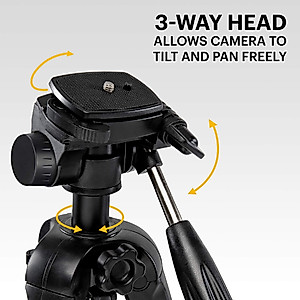 KODAK PhotoGear 2-in-1 Tripod & Monopod | Lightweight 70” 4-Section Flip-Lock Aluminum Tripod Converts to 64.5” Monopod | QuickRelease Plates 3-Way Swivel Head Bubble Level BONUS Tripod E-Guide & Case