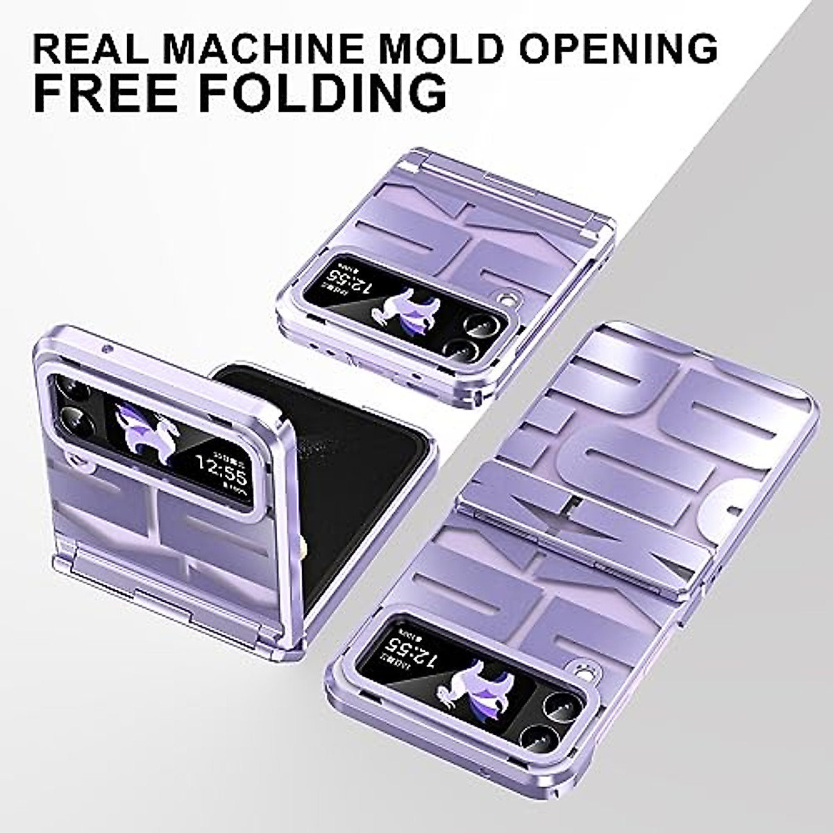 Cell Phone Case Ultra-Thin Lightweight Case Compatible with Samsung Galaxy Z Flip 3 with Hinge+Camera Lens Protector Shockproof Full Protective Rugged Cover (Electroplating) with Hard Protective Body